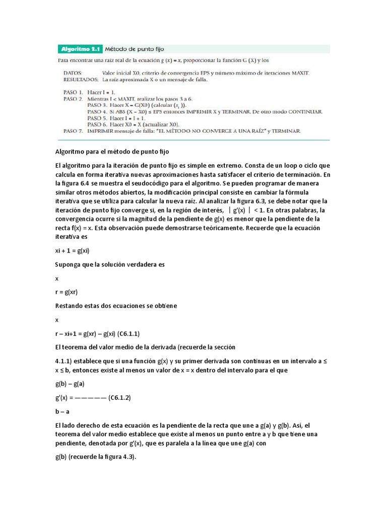 Algoritmo para El Método de Punto Fijo | PDF | Derivado | Intervalo (Matemáticas)