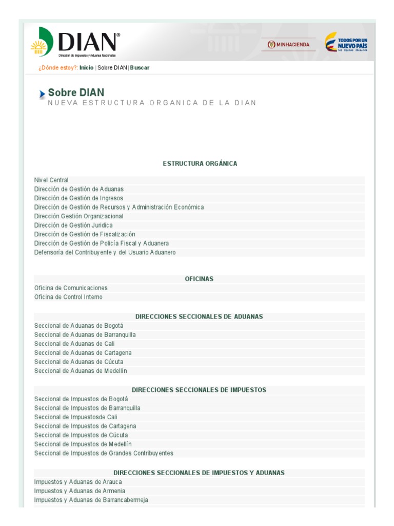 Estructura Dian | PDF | Política de colombia | Colombia