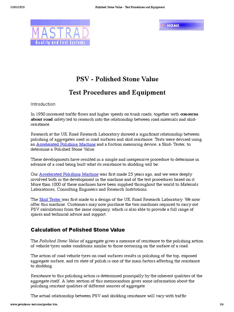 Polished Stone Value - Test Procedures and Equipment PDF | PDF