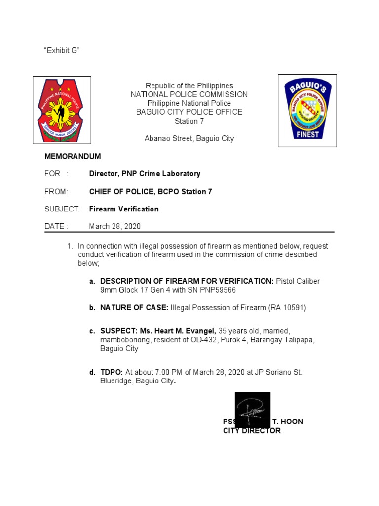 Firearm Verification Request Memo | PDF