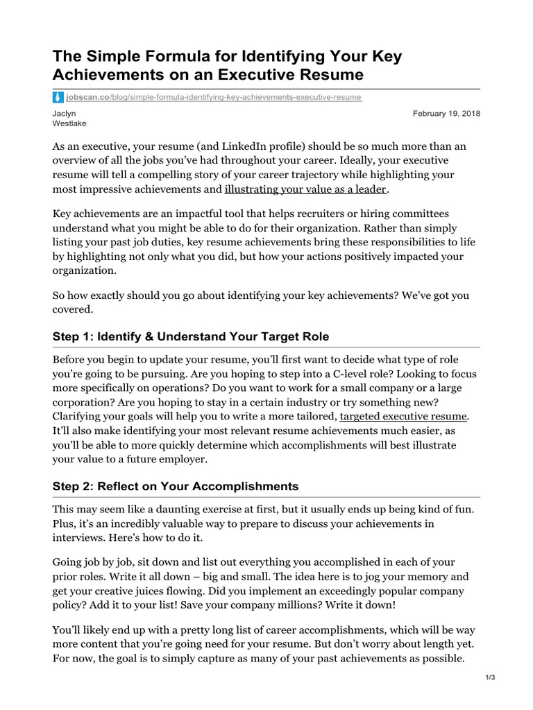 Jobscan - Co-The Simple Formula For Identifying Your Key Achievements ...