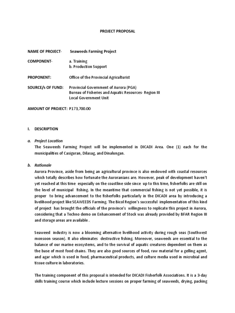 PGA Format - Seaweeds Proposal | PDF | Seaweed | Natural Environment