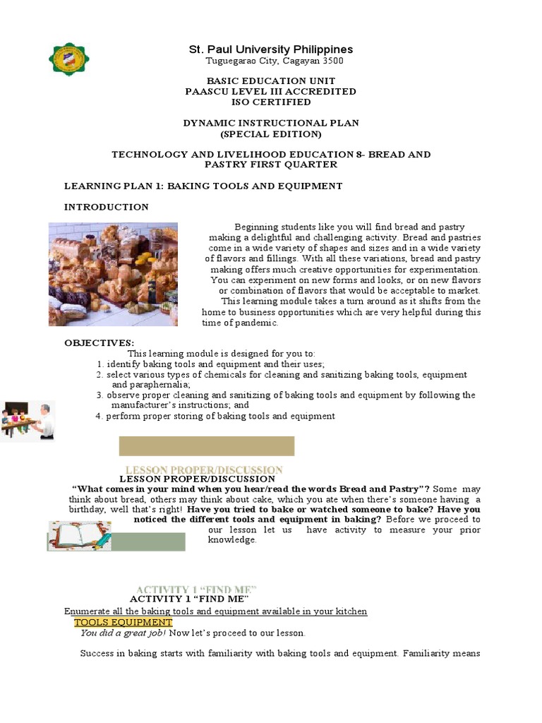 TLE-8 Module 1 | PDF | Cookware And Bakeware | Sheet Pan