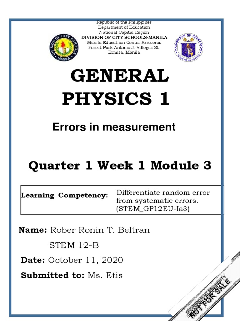 Gen Phy Module 3 Complete AS | PDF | Observational Error | Experiment