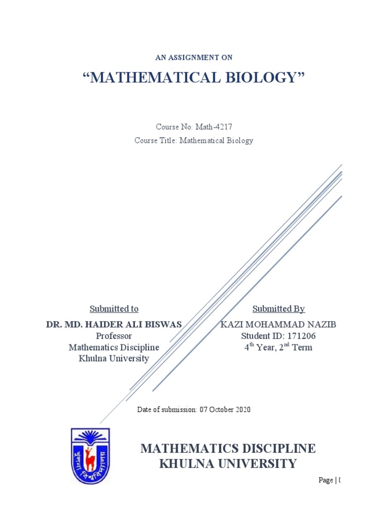 "Mathematical Biology": Mathematics Discipline Khulna University | PDF ...