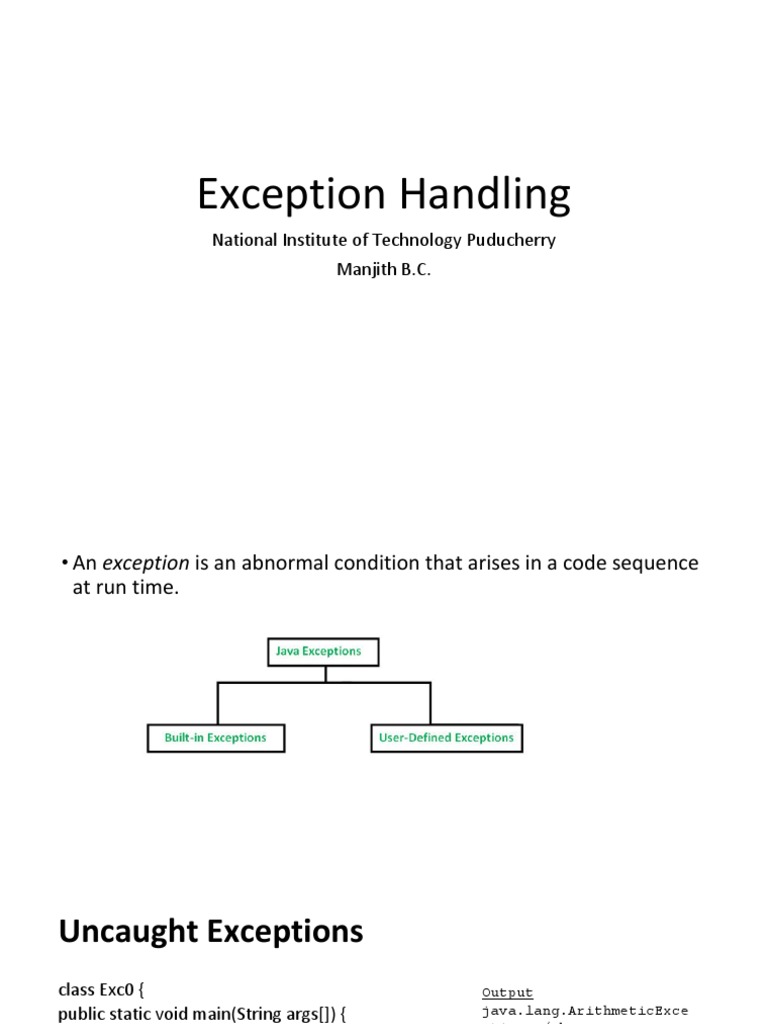 Exceptional Handing in Java | PDF | Method (Computer Programming) | Software Development