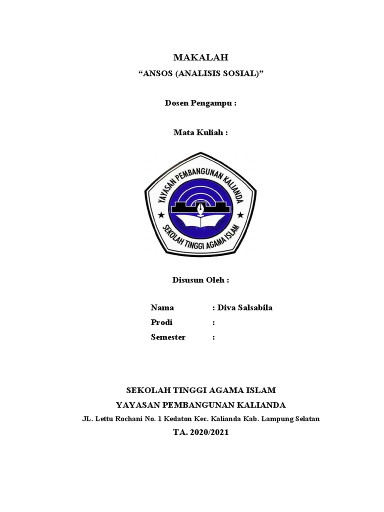 Makalah Ansos (Analisis Sosial) | PDF
