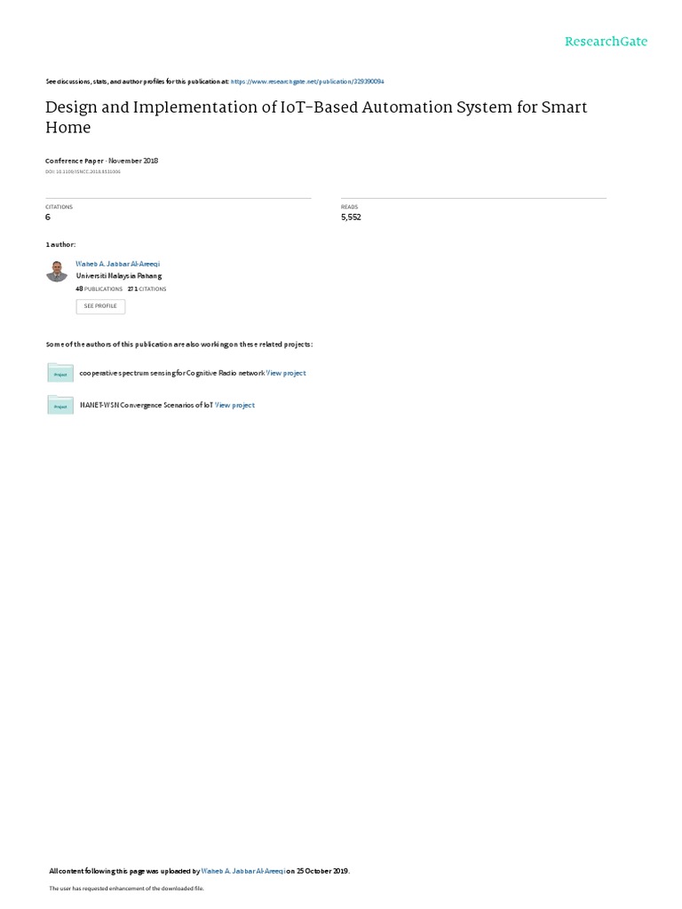 Design and Implementation of Iot-Based Automation System For Smart Home | PDF | Internet Of ...