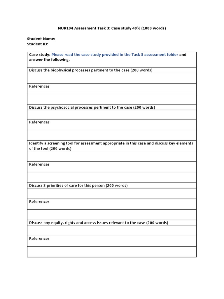 Task 3 Case Study Template Pdf