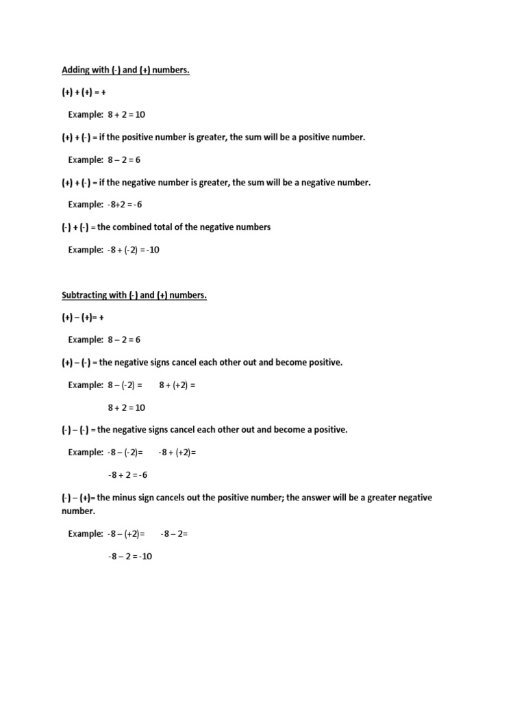 Using Positive and Negative Numbers | PDF
