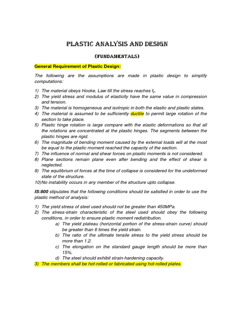 Plastic Analysis Notes PDF | PDF | Deformation (Engineering ...