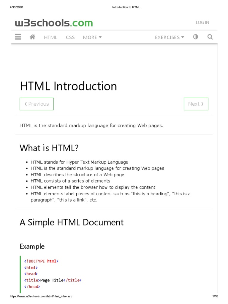 Introduction To HTML | PDF | Html | Html Element