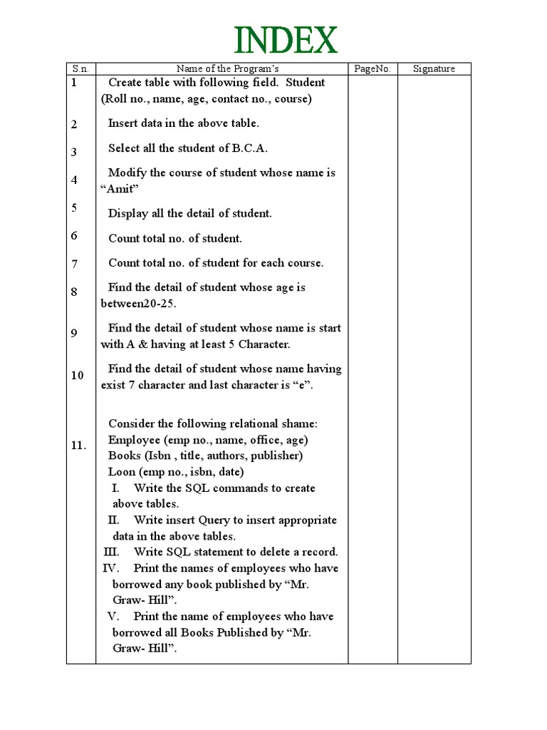 DBMS Lab File | PDF | Table (Database) | Data Type DBMS Lab File | PDF | Table (Database) | Data Type