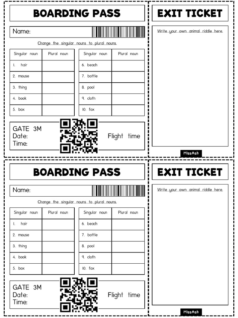 Boarding Pass & Exit Ticket | PDF