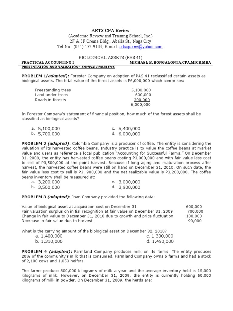 Biological Assets Handouts | PDF | Fair Value | Expense