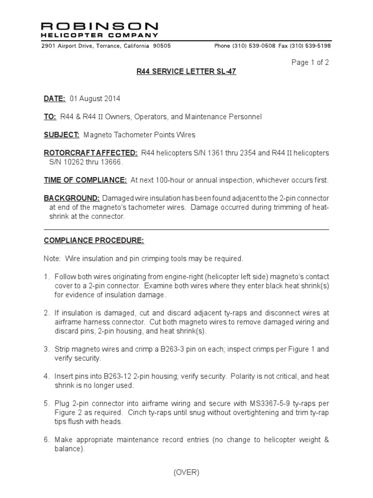 r44 - sl47 - Magneto Tachometer Points Wires | PDF | Electrical ...