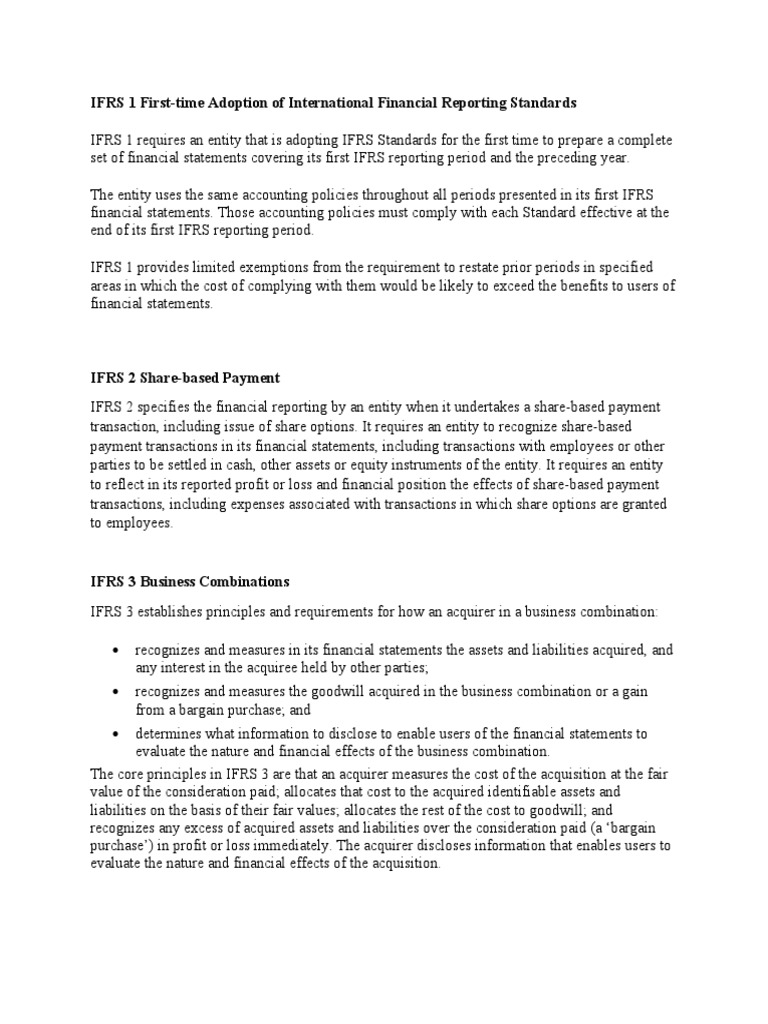 IFRS 1 First-Time Adoption of International Financial Reporting Standards | PDF | International ...