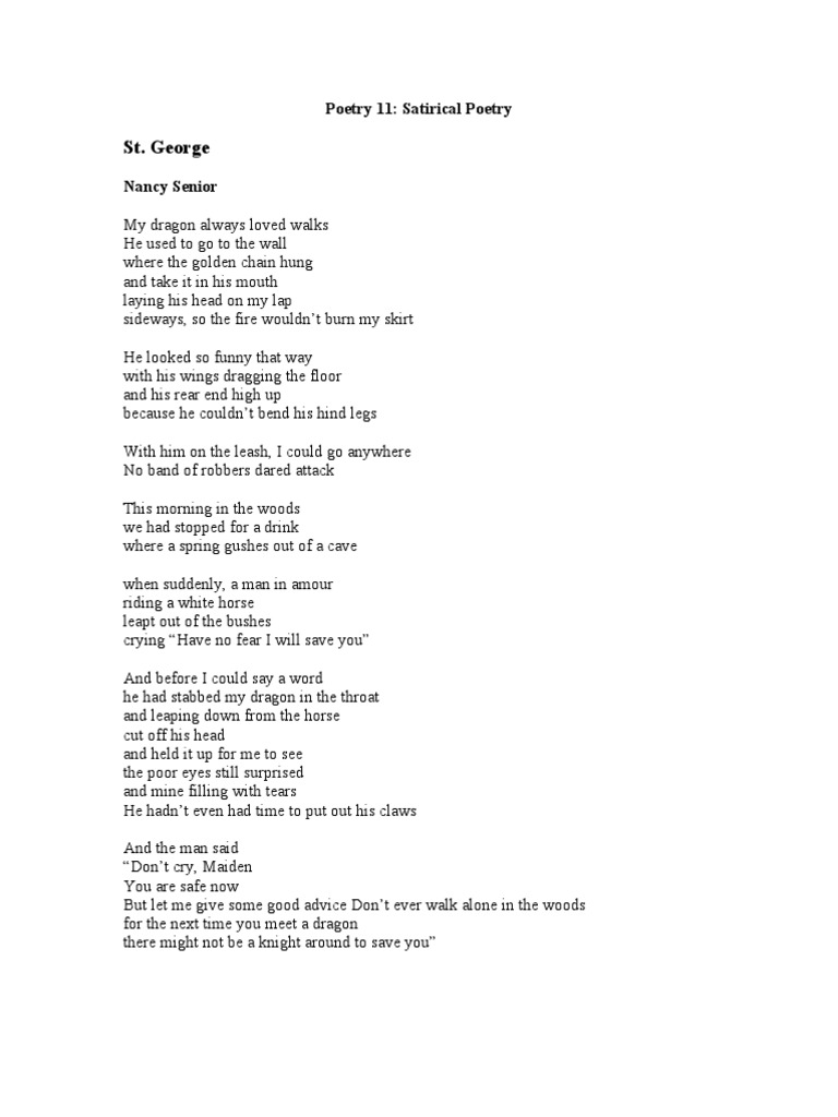 Satirical Poetry | Download Free PDF | Dragon | Poetry