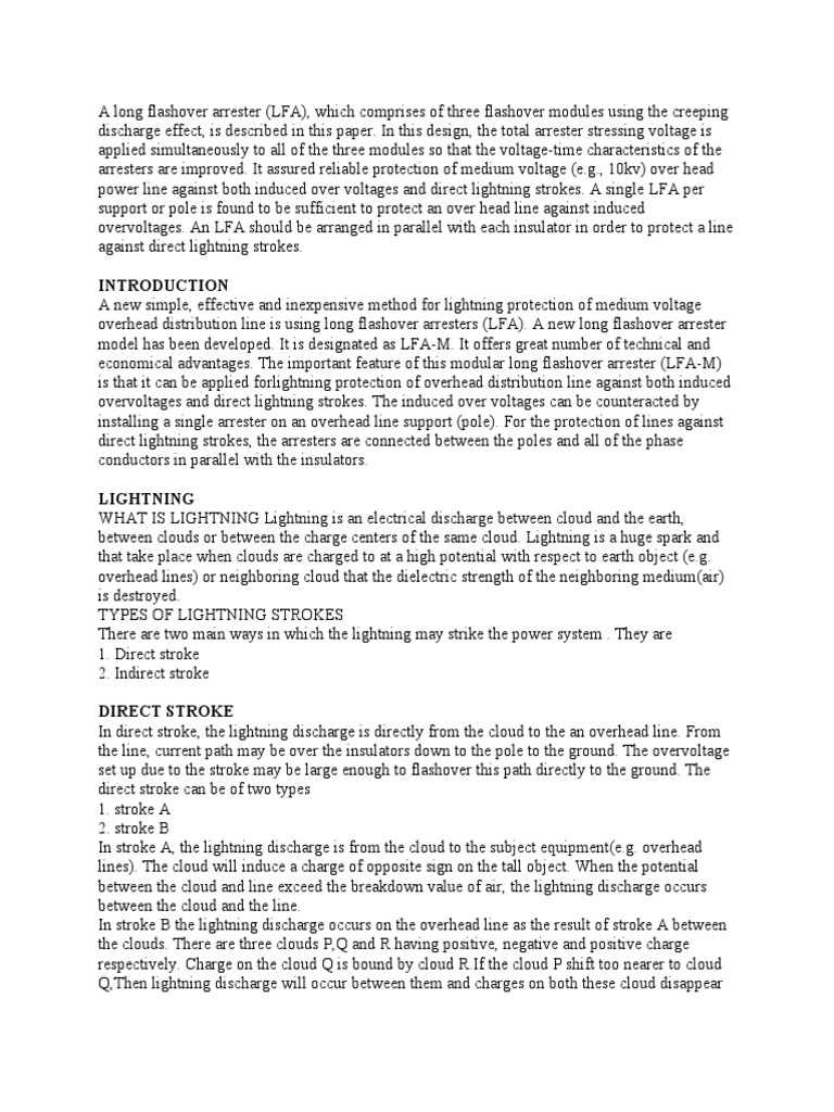 A Long Flashover Arrester | PDF | Insulator (Electricity) | Lightning