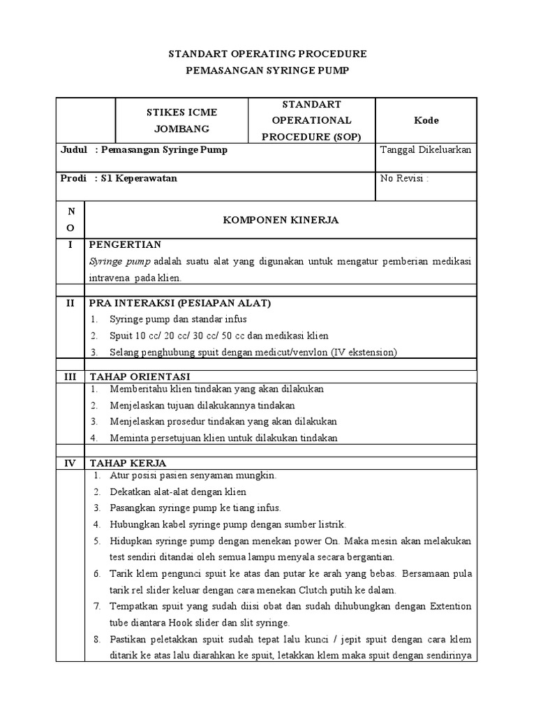 SOP Syringe Pump | PDF