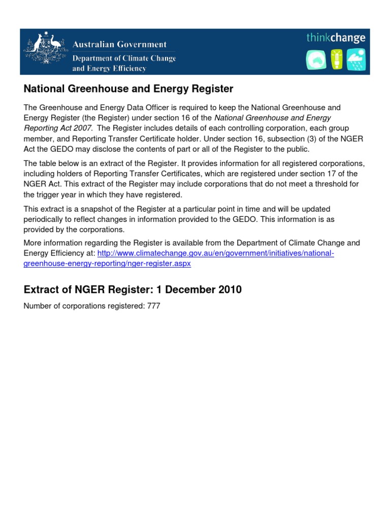 National Greenhouse Energy Register PDF | PDF | Asphalt | Mining