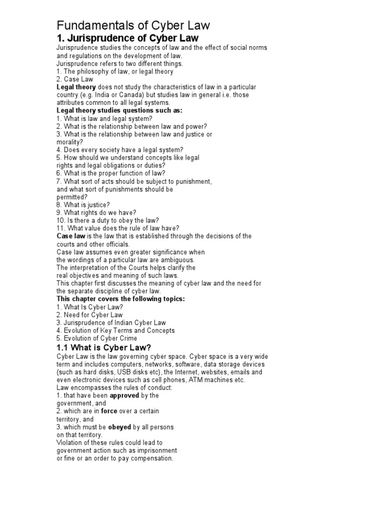 Fundamentals of Cyber Law | PDF | Jurisprudence | E Commerce