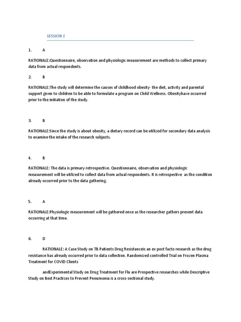 Research Answer Key 1-10 | PDF | Validity (Statistics) | Research Methods