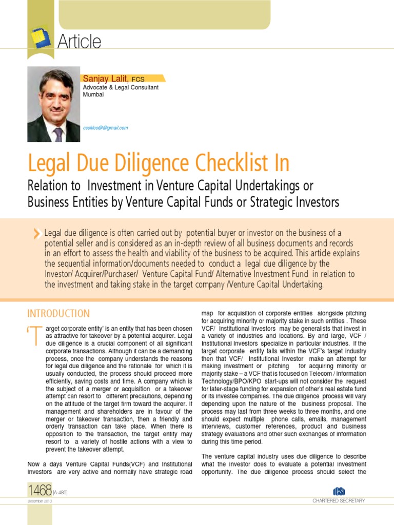 Legal DD Checklist PDF | PDF | Due Diligence | Mergers And Acquisitions