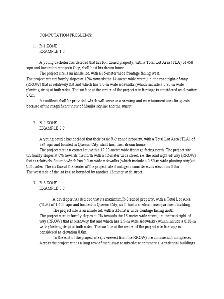 Computation Problems Residential Buildings | PDF | Transport | Road ...