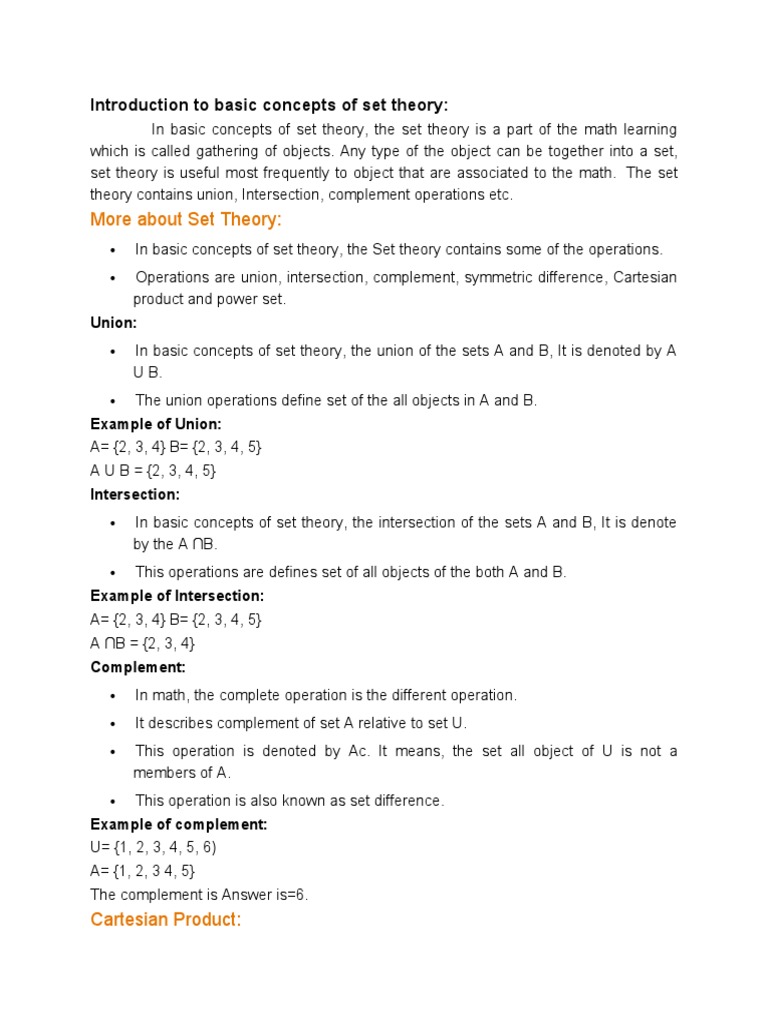 More About Set Theory | PDF | Set (Mathematics) | Mathematics