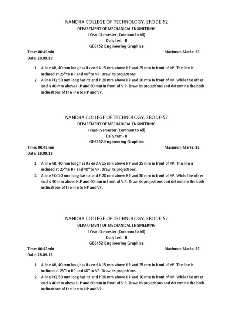 Nandha College of Technology, Erode-52: GE6152-Engineering Graphics | PDF