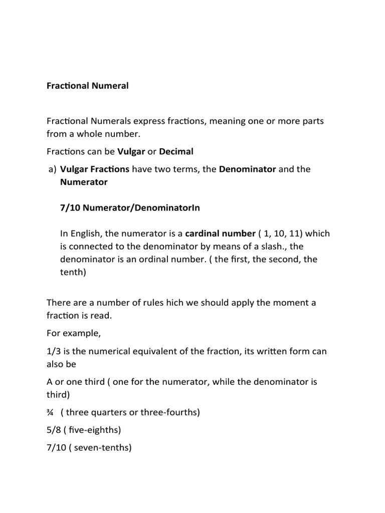A Comprehensive Guide to Fractional Numerals, Multiplicative Numerals ...