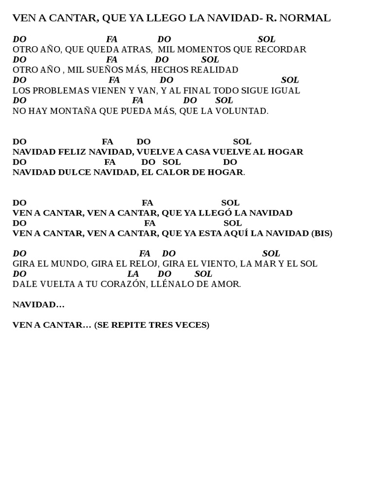 Ven A Cantar Ya Llegó La Navidad Pdf Artes Del Lenguaje Y