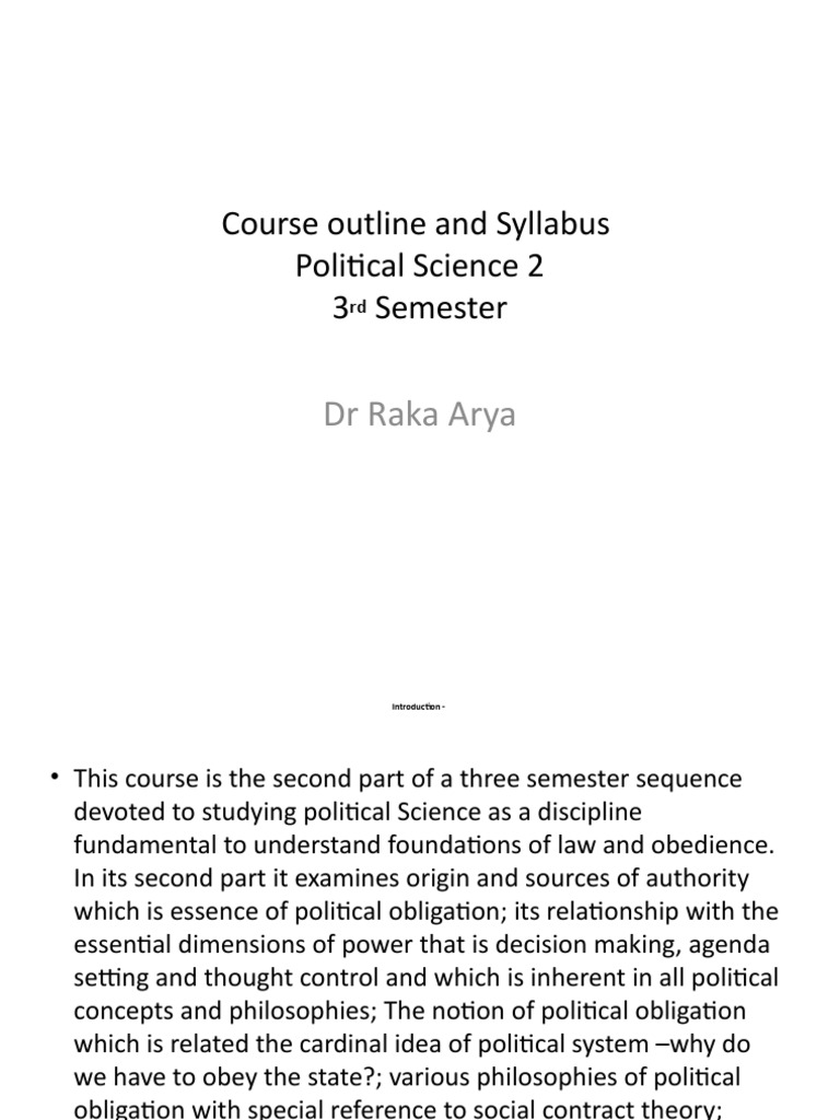 Course Outline and Syllabus-Political Science 2 | PDF | Social Contract ...