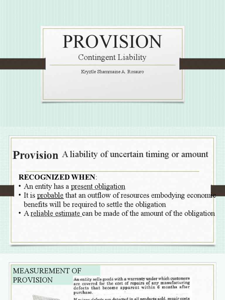 Provision: Contingent Liability | PDF