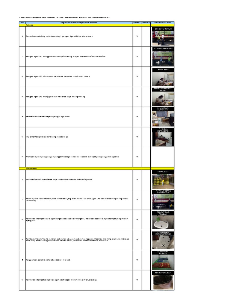 LMP-Form CheckList Persiapan New Normal Di Titik Layanan LPG - 1 | PDF
