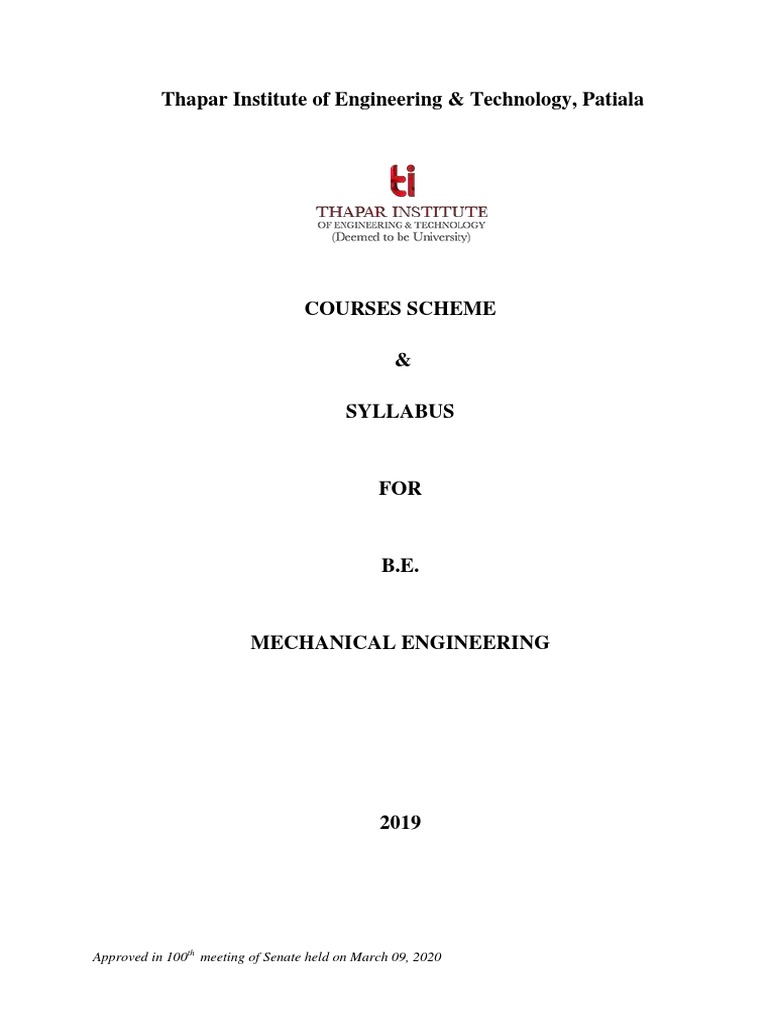 Thapar Mechanical Engineering Syllabus 2019 | PDF | Logic Gate ...