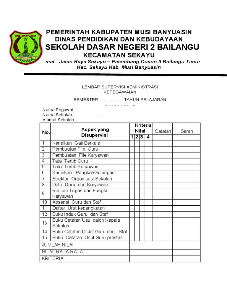 Supervisi Tendik Dan Guru | PDF
