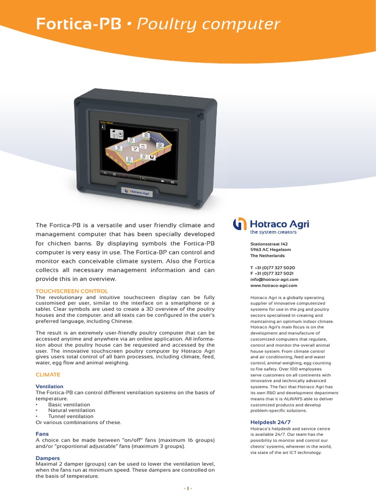 Fortica-PB - Poultry Computer: Touchscreen Control | PDF | Ventilation ...
