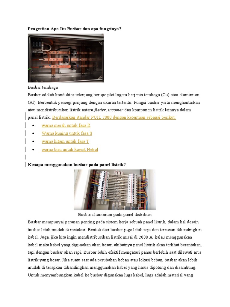 Pengertian Apa Itu Busbar Dan Apa Fungsinya | PDF