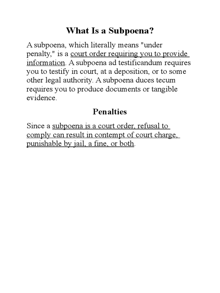 What Is A Subpoena | PDF