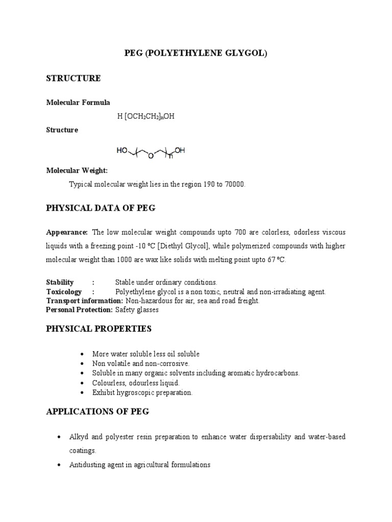Applications of PPG and PEG | PDF | Polyethylene Glycol | Wax