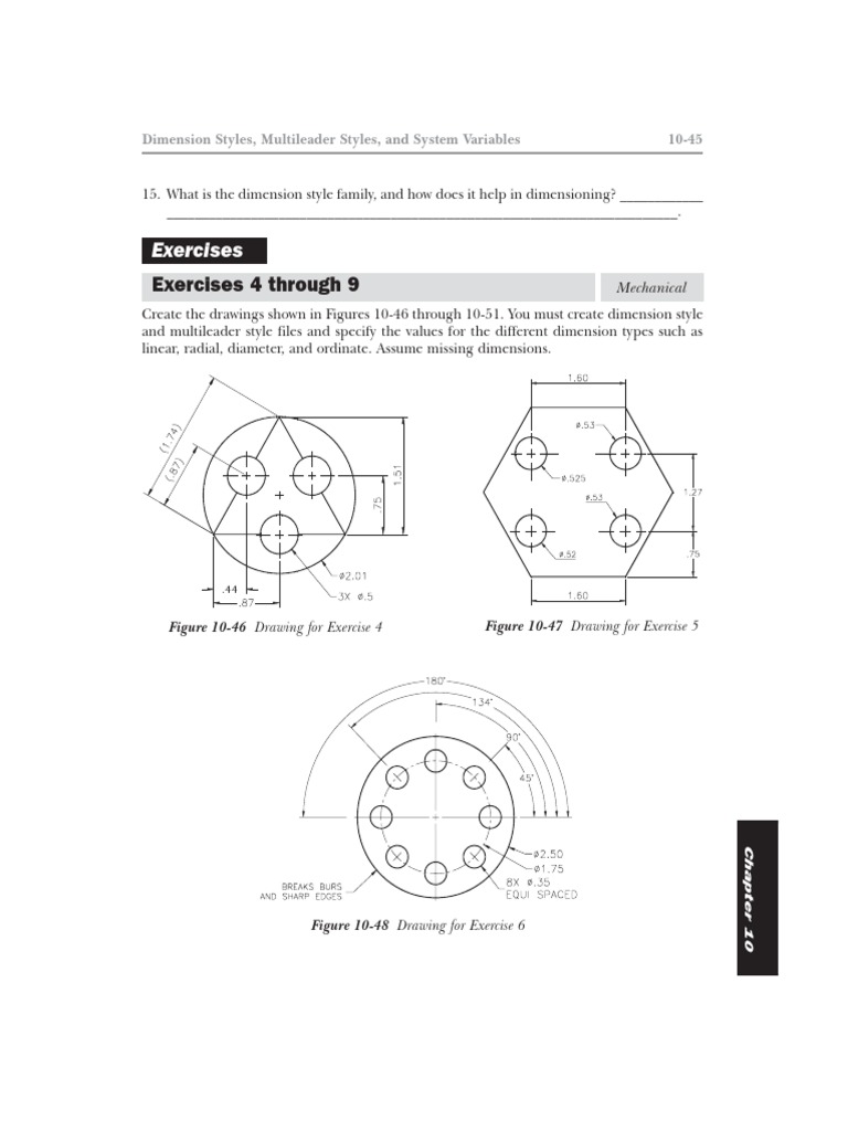 Exercises 4 Through 9 | PDF | Dimension | Drawing