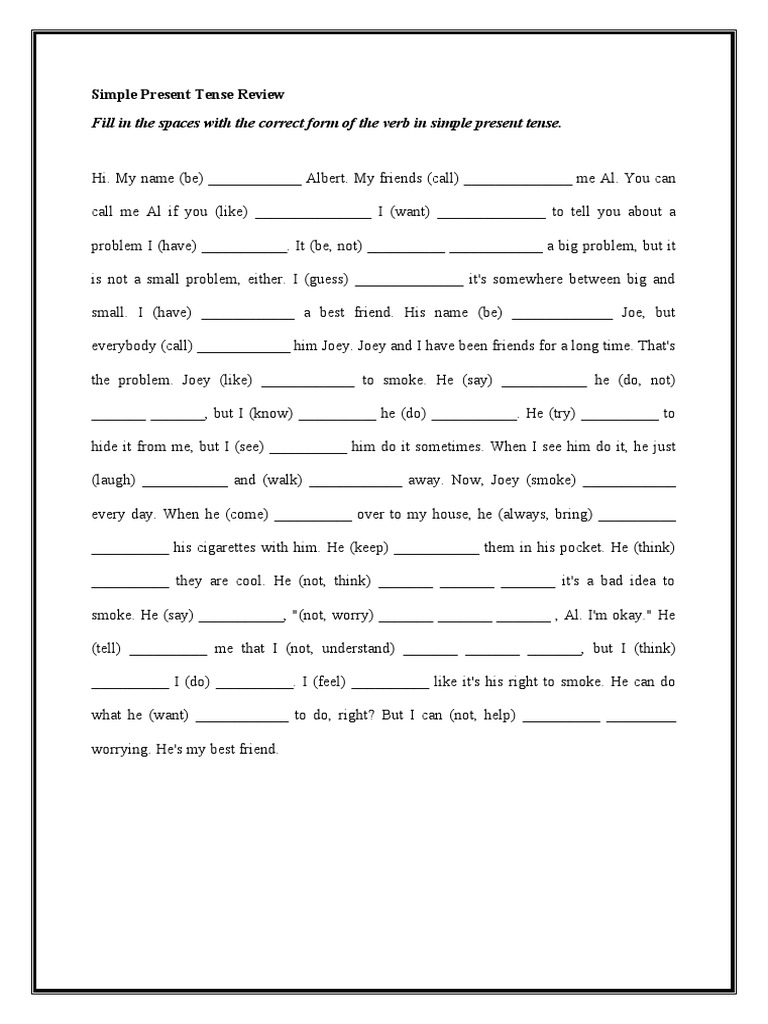 Simple Present Tense Review | PDF | Linguistics | Language Mechanics