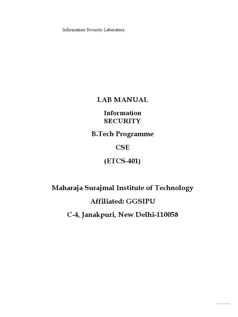 Information Security Lab Manual | PDF | Cryptography | Cipher