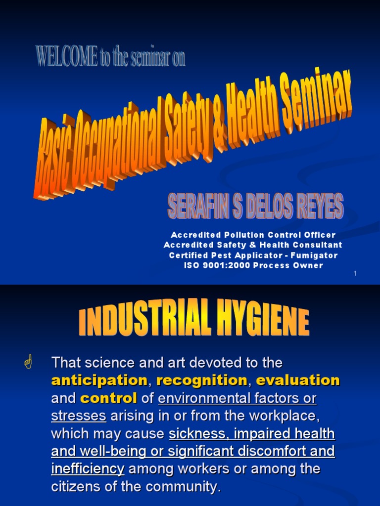 Topic 06a - INDUSTRIAL HYGIENE | PDF | Occupational Hygiene | Personal ...