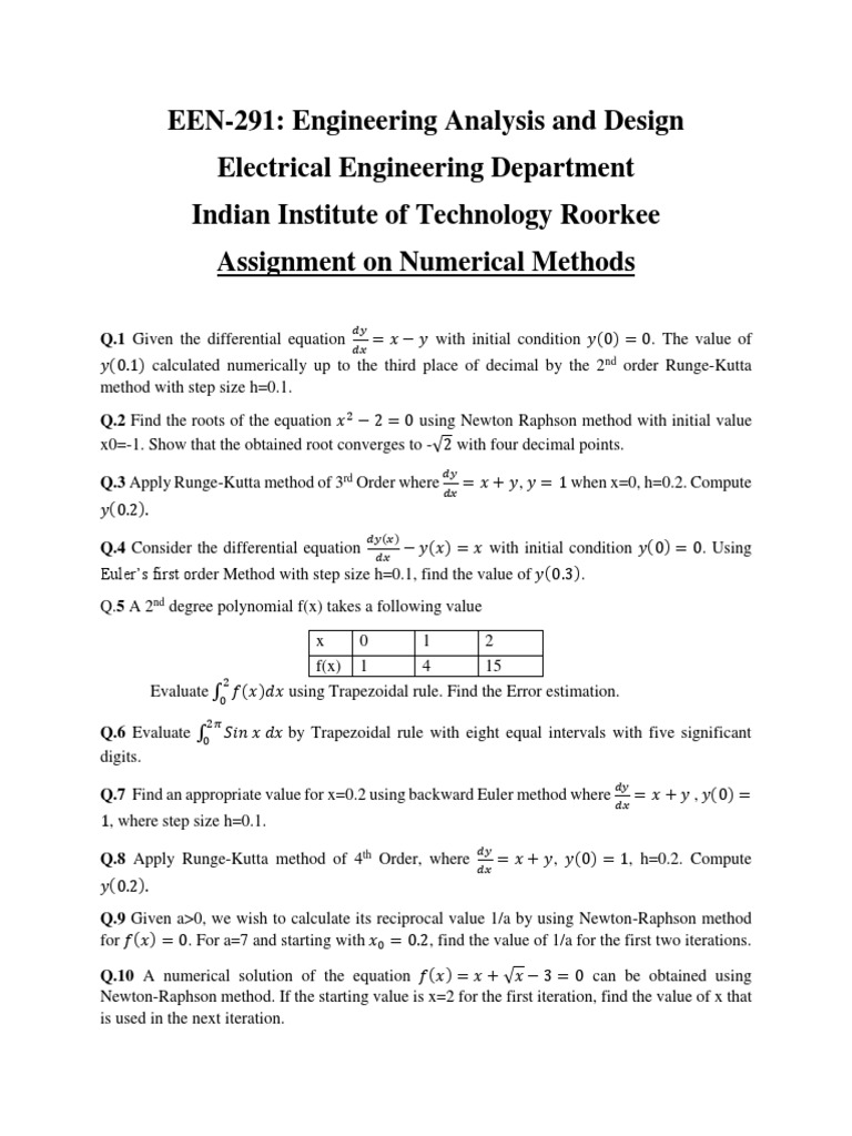 EEN-291: Engineering Analysis and Design Electrical Engineering ...