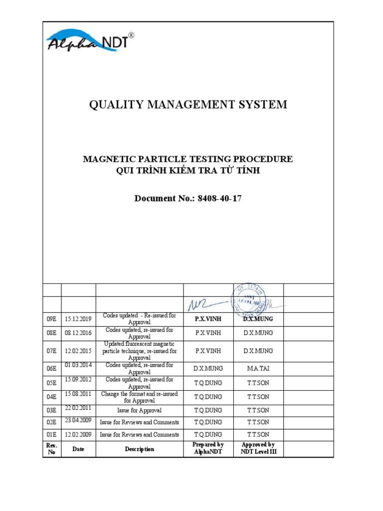 Magnetic Particle Testing Procedure Song Ngu PDF | PDF | Physics | Nature
