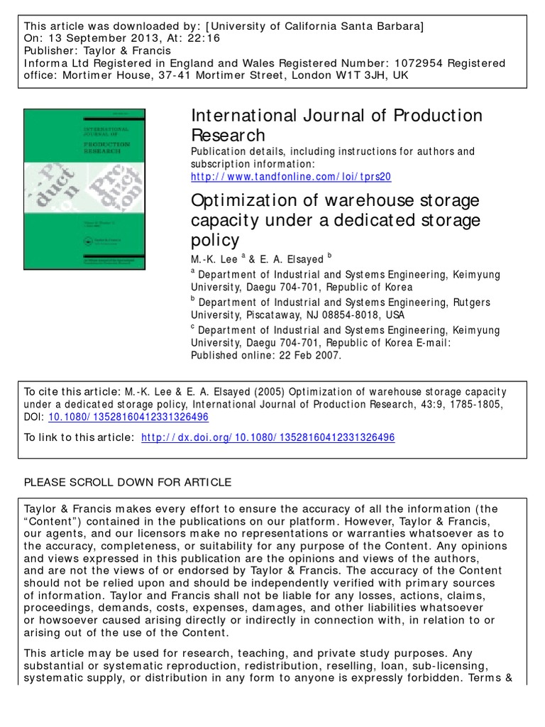 Warehouse Storage Capacity Optimization | PDF | Warehouse ...