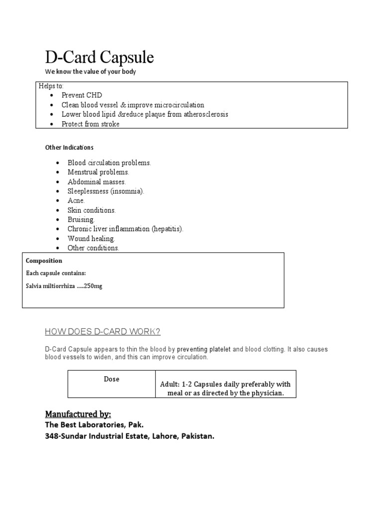 D-Card Capsule: We Know The Value of Your Body Helps To | PDF